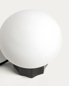 Bílá/černá kovová stolní lampa se skleněným stínidlem (výška 20 cm) Idela – Kave Home