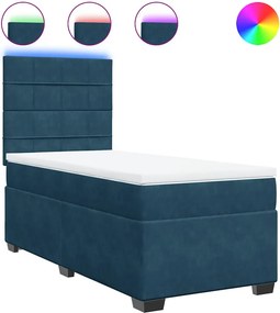 Box spring postel s matrací modrá 90 x 190 cm samet 3293090