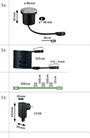 P 94717 Plug & Shine LED zemní svítidlo Floor základní sada neláká hmyz IP67 2200K 3x4,5W antracit - PAULMANN