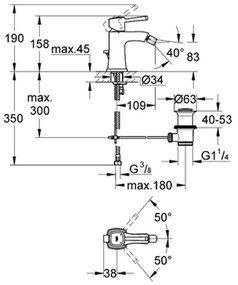 Grohe Grander - Páková bidetová baterie, chrom 23315000