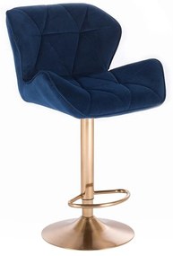 LuxuryForm DESIGN Barová židle MILANO VELUR na zlaté kulaté podstavě - modrá