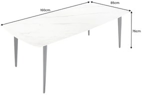 Keramický jídelní stůl Garold 160 cm vzor bílý mramor