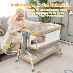 Costway 4 v 1 Mobilní dětská postýlka s moskytiérou a matrací a 6 nastavitelná