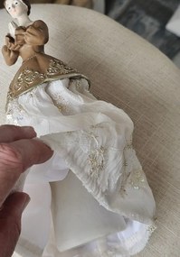 Dekorace dáma v látkové zdobené sukni - 8*7*23 cm
