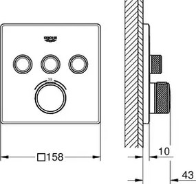 Grohe - Termostatická baterie pod omítku, 3 ventily, chrom