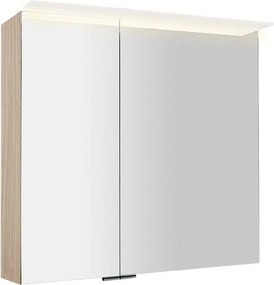Sapho Linex - Zrcadlová skříňka s LED osvětlením 80x70x15 cm, 2x dvířka, jilm bardini LX080-0013