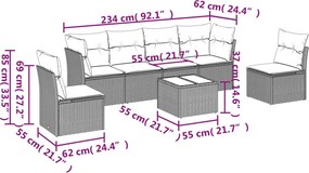 7dílná zahradní sedací souprava s poduškami hnědá polyratan 3249222
