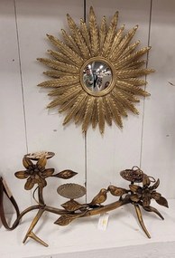 Měděný antik kovový svícen s ptáčky a květy - 50*25*21 cm