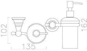 Nástěnný dávkovač mýdla z mosazi a skla Sapho Diamond, 200 ml
