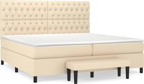 Box spring postel s matrací krémová 200x200 cm textil 3136866