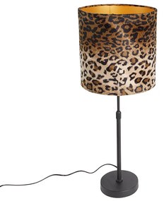 Stolní lampa černý sametový odstín leopardí design 25 cm - Parte