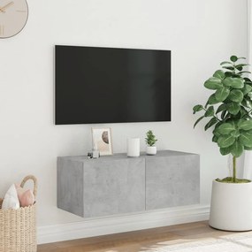 Nástěnná TV skříňka s LED osvětlením betonově šedá 80x35x31 cm