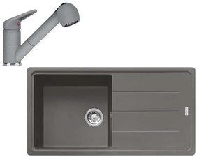 Franke - Kuchyňský set G138, fragranitový dřez BFG 611 a baterie FC 9547.424, šedý kámen 114.0510.597