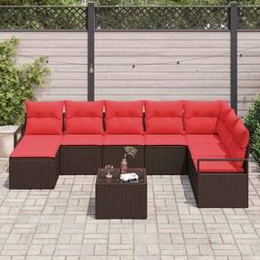 Set pohovek 9 ks Hnědá polyratan 3346514
