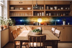 DIMEX | Fototapeta do kuchyně Záhadný vesmír KI-420-228 | 420 x 60 cm | modrá, oranžová