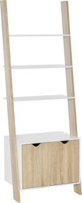 HOMCOM Dřevěná knihovna v severském stylu s 3 policemi a 1 úložným kabinetem Moderní 60x40x171 cm Dub a Bílá | Aosom
