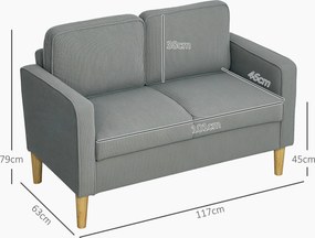 HOMCOM Dvousedová malá pohovka s opěrkami, úložným prostorem, moderní čalouněná pohovka s vzhledem kordu, dřevěné nohy, polštáře, pohovka do obývacíh…