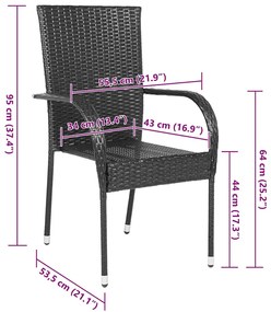 vidaXL Marketos Stohovatelné zahradní židle 6 ks polyratan černé