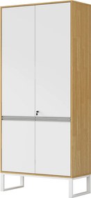 Vysoká kancelářská skříň Houseland Nuvia Loft 90 cm dub/bílá