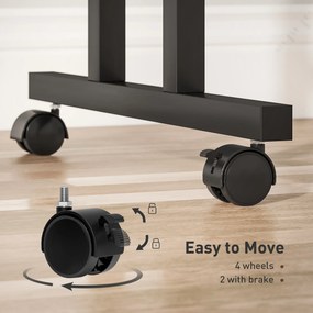 HOMCOM sedací‑stojací stůl 70 x 60 cm – výškově nastavitelný, s kolečky a naklápěcí deskou stolu, hnědý