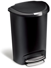 Pedálový odpadkový koš Simplehuman – 50 l, půlkulatý, plast, černý