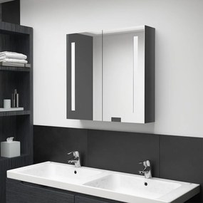 LED koupelnová skřínka se zrcadlem - 62x14x60 cm | zářivě šedá