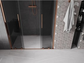 Mexen Velar L Duo, posuvné sprchové dveře do otvoru 150 cm, 8mm šedé sklo, růžové zlato, 871-150-003-42-60
