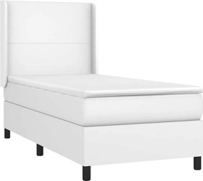 Box spring postel s matrací bílá 80 x 200 cm umělá kůže 3132346
