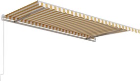 Automatická zatahovací markýza 450 x 300 cm žlutobílá 3068928