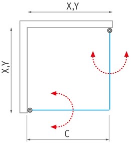 Roth Čtvercový nebo obdélníkový sprchový kout CI PIG+CI PIG - bez vaničky Varianta: rozměry: 90x90 cm, orientace: Uni - (CI PIG/900+CI PIG/900), Barva profilů a typ výplně: profily: brillant, výplň: transparent