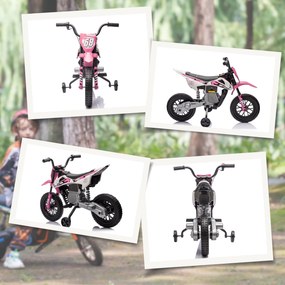 AIYAPLAY elektrická motorka pro děti, motokros pro děti 3 až 6 let, 2 motory, 12V, rychlost 5 km/h, 109,5x60x72,5 cm, růžová