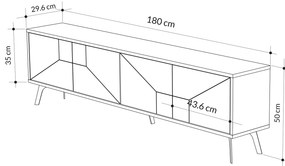 KALUNE DESIGN dřevěný TV stolek DUNE bílý 50x180 cm 855DTE3097