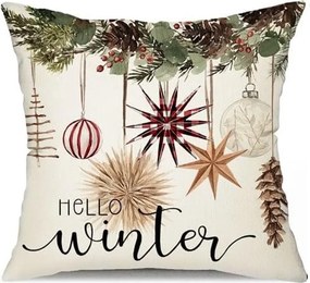 Vánoční povlak na polštář BOHO WINTER 45x45 cm, krémový