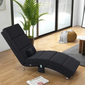 HOMCOM Masážní křeslo, relaxační křeslo, ležení křeslo s 8 vibračními body, 5 režimů, 56 x 168 x 84 cm, černá