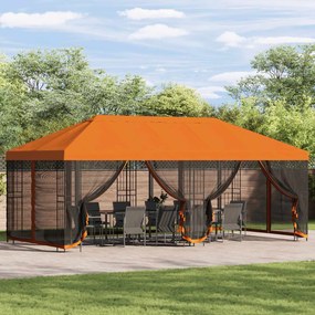 Altán s bočními stěnami 6 x 3 m Oranžová Polyester a ocel 3376002