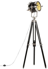 vidaXL Stojací lampa na stativu černá masivní mangovník 171 cm