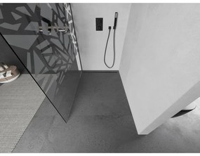 Mexen Kioto L, sprchová zástěna Walk-In 110 x 200 cm, 8mm čiré sklo bílý vzor, ​​grafitový profil, 800-110-103-95-85