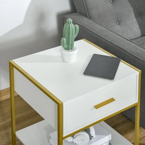 HOMCOM Sada 2 Moderních Nočních Stolků, 2 Noční Stolky do Ložnice a Obývacího Pokoj, s Šuplíkem a Otevřenou Policí, Moderní Design, MDF a Ocel, 45x40…