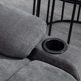HOMCOM TV křeslo s funkcí polohování, otočné o 360°, naklápěcí o 135°, s pružinovým jádrem, elastické popruhy, držák na nápoje, 88x96x108cm Tmavě šed…