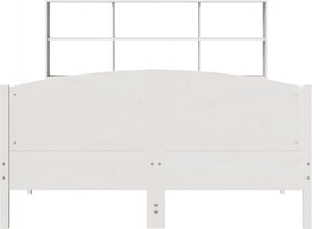 Postel s knihovnou bez matrace bílá 160x200 cm masivní borovice 3323099