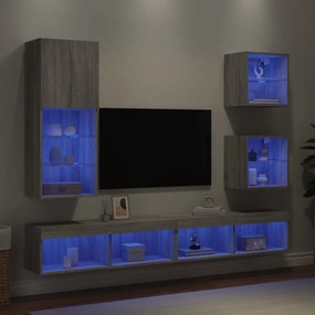 vidaXL 5dílná obývací stěna s LED osvětlením kompozitní dřevo [3216680] Barva: hnědý dub