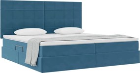 Postel s úložným prostorem a matrací Tmavě modrá 200 x 200 cm 3372055