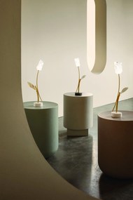 Slamp Tulip battery, stolní designová lampička na baterii s bílým podstavcem, 1,3W LED 2700K, výška 38cm