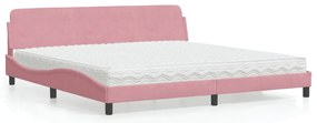 Postel s matrací Dover růžová 200 x 200 cm samet 3208476
