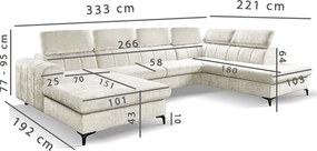 Sedací souprava rohová WILD | 192x333x221 cm | ve tvaru U | rozkládací s úložným prostorem | růžová 687