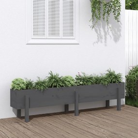 Zahradní vyvýšený záhon šedý 160 x 30 x 38 cm masivní borovice - Default Title