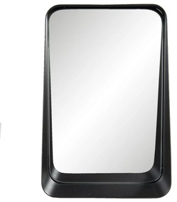 Černé kovové zrcadlo se spodní poličkou - 19*10*29 cm