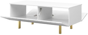 Konferenční stolek Scalia II 2K 120 cm - bílý mat / zlaté nožky
