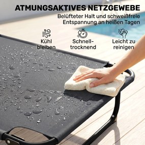 Lehátko Zahradní lehátko Relaxační lehátko, skládací, odolné proti povětrnostním vlivům, 194 cm x 72 cm x 89 cm, černá + tmavě šedá barva