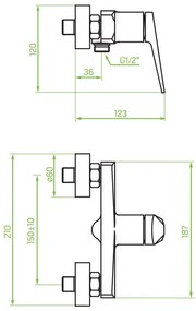 Laveo Rubio, nástěnná sprchová baterie, bílá-zlatá lesklá, LAV-BVR_640G